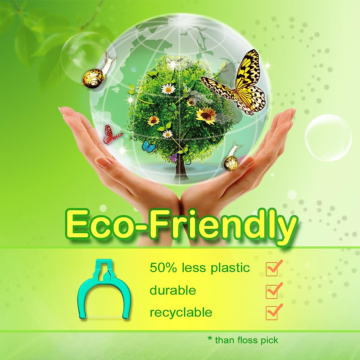 T.Smile Evolutionary Clean Dental Flossers, Kit of Refills Plus Mid-Length Handles, 3 Handles + 50 Extra-Strength Refills + 50 T-Tension Refills