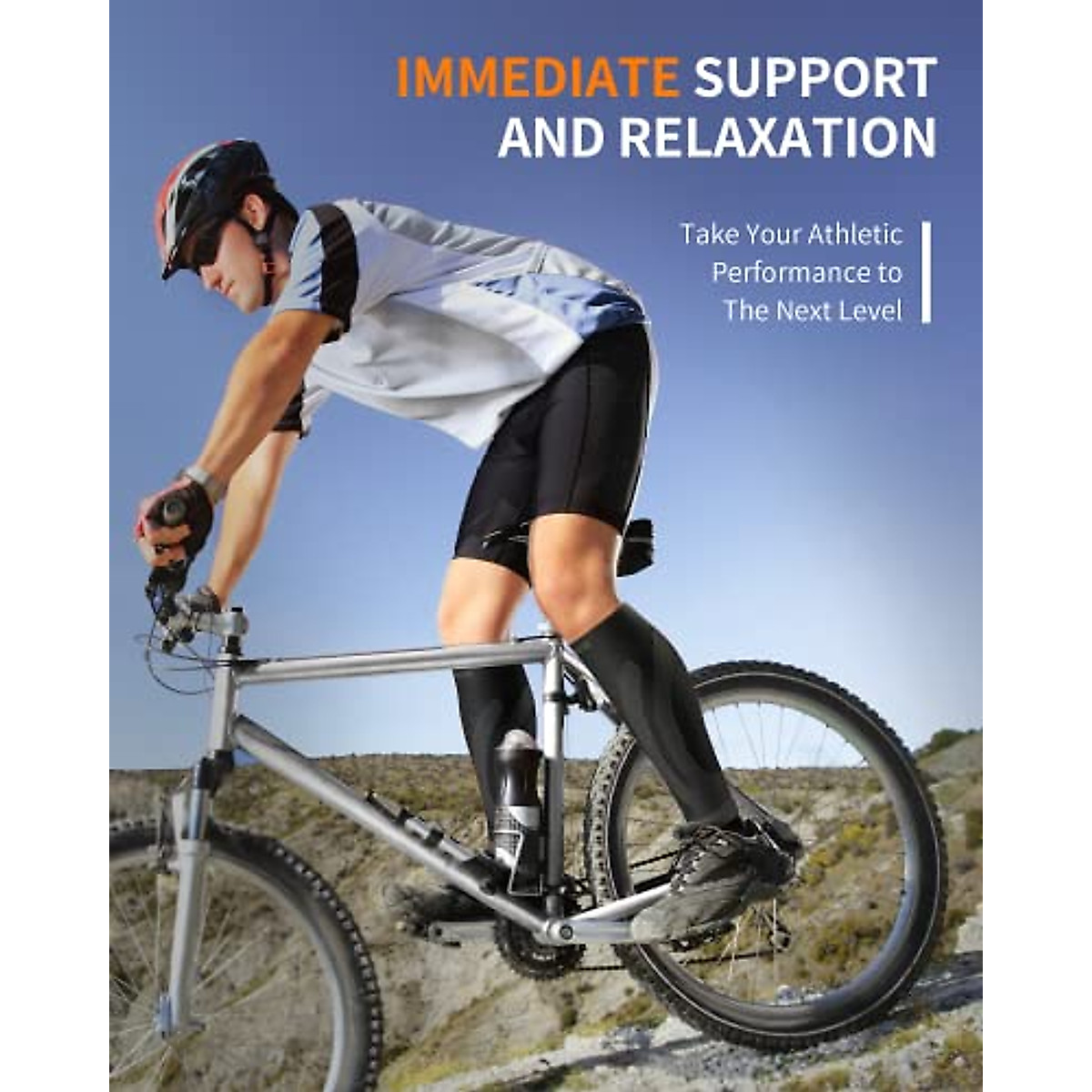 CAMBIVO 3 Pairs Calf Compression Sleeve for Women and Men,Leg Brace for Running, Cycling, Shin Splint Support for Working out, Footless Compression Socks(Gray, Large-X-Large)