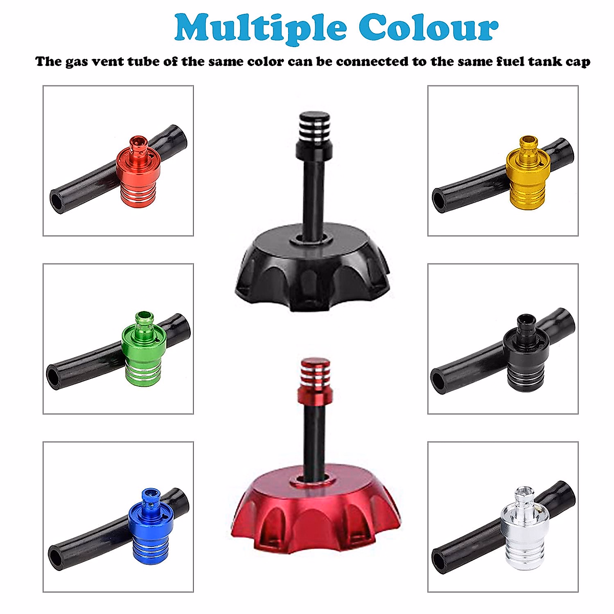 RSG 2Pcs ATV Gas Tank Vent Hose Air Vent Hose Gas Fuel Cap Universal CNC Tank Valve Vent Tube with Check Ball Aluminum Breather for YZ80 YZ85 YZ125 YZ250 YZ250F YZ400F YZ426F YZ450F Blue