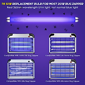 Qualirey 10 Pack Bug Zapper Replacement Light Bulbs 10W for 20W Indoor Bug Zapper, BL T8 F10W 13Inch Light Tube Compatible with Aspectek, Liba, Micnaron, Lulu Home and Other 20W Mosquito Zapper Lamp