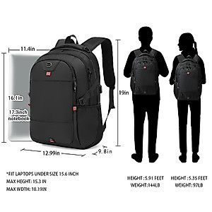 INSAVANT Laptop Backpack 17.3 Inch TSA Friendly Travel Backpacks Extra Large Durable College Travel Daypack Anti Theft with USB Charging Port Best Gift for Men Women(17.3 Inch, Black)