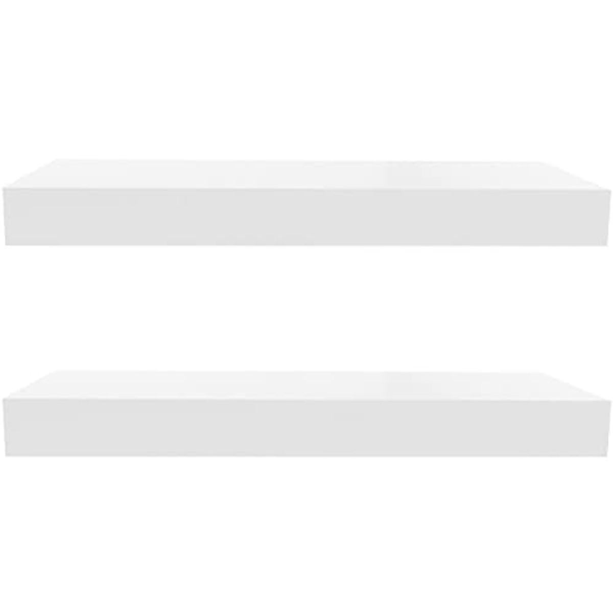 Ballucci 16" Floating Shelves Set, 2-Pack Wood Wall Mounted Ledges with Invisible Brackets for Living Room, Bedroom, Bathroom, Kitchen, Nursery, 6" Deep - White