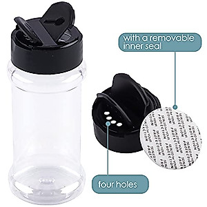 Qeirudu 14 Pack 3 oz Clear Plastic Spice Jars with Shaker Lids and Labels, Empty Spice Bottles Plastic Seasoning Containers for Storing Spice Herbs Powders Salt and Pepper