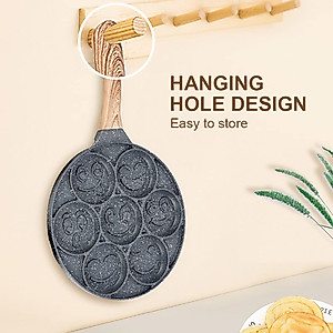 Bobikuke Pancake Pans For Kids,Pancake Shapes Pan,Mini Pancakes Maker Nonstick Pancake Griddle 7 Hole Smiley Face Pancake Mold For Breakfast,10 Inch