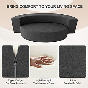 Nigoone Modern Folding Sofa Bed Couch Memory Foam with 2 Pillows Sleeper Sofa futon Couch for Bedroom Living Room Guests, Washable Set, Stylish Oval 76''L × 41.5''D × 10''H,Dark Gray