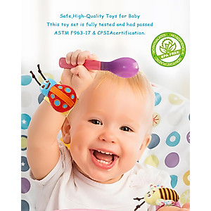 Bloobloomax Baby Soft Toy Foot Finder Socks Wrists Rattles - Ankle Leg Hand Arm Feet Rattle Toy Set- Newborn Present for Infant Toddler Boy Girl 0 3 6 9 12 24 36 Months