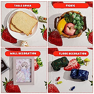 Tegeme Strawberry Tablecloth Birthday Party Decorations Strawberry Tablecovers Plastic Tablecloth for Party Berry First Birthday Baby Shower Decor, 51 x 87 Inch(2 Pieces)