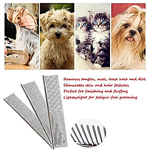 Cdycam Tear Stain Remover Combs, Professional Pet Stainless Steel Grooming Brush, Undercoat Rake and Flea Dog Cat Combs, Effectively Clean Mucus and Stains (4 Packs)