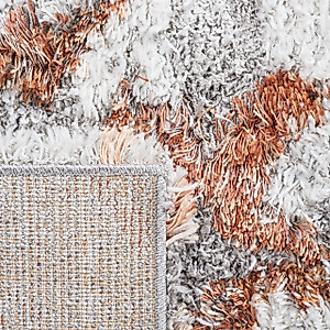 SAFAVIEH Horizon Shag Collection Area Rug - 8' x 10', Ivory & Rust, Modern Abstract Design, Non-Shedding & Easy Care, 2.5-inch Thick Ideal for High Traffic Areas in Living Room, Bedroom (HZN894P)