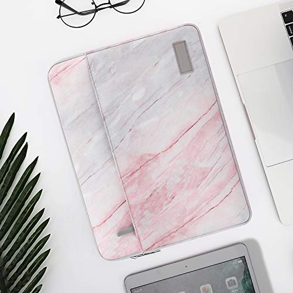 MoKo 11 Inch Tablet Sleeve Bag Carrying Case Fits iPad air 5 10.9" 2022, iPad Pro 11 M2 2022-2018, iPad 10th 10.9, iPad 9/8/7th Gen 10.2, iPad Air 4 10.9/Air 3 10.5, Tab S8 11"/Tab A, Pink Gray Marble