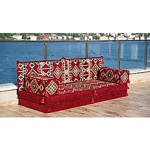 8 Thickness Red Arabic Living Room, Moroccan Home Decor, Floor Cushion, Arabic Floor Couch, Turkish Floor Sofa, Ethnic Sofa, Arabic Sofa Seating
