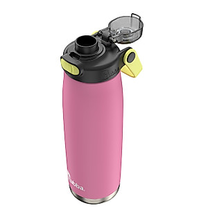 Bubba Radiant Stainless Steel Push-Button Chug Lid, 24oz. Water Bottle, Medium, Rubberized Azalea