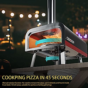 NAIZEA Pizza Oven Outdoor Indoor Use, 13" Multi-Fuel Pizza Maker Portable Wood Fired and Gas Pizza Oven Stainless Steel Pizza Grill with Gas Burner, Wood Tray Pizza Stone, Pizza Peel, Carry Bag