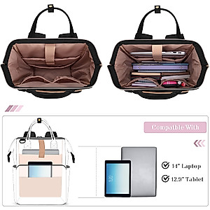 Fasrom Teacher Backpack for Work Women Teacher Supplies, Nurse Bag Backpack with Laptop Compartment for Nursing Student Essentials (Empty Bag Only), Black