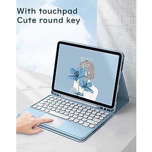 HENGHUI Touch Keyboard Case for Galaxy Tab S6 Lite 10.4 inch 2024/2022/2020 Keyboard Case with Touchpad Detachable Keyboard Cute Round Key Color Keyboard Cover (DarkGreen)