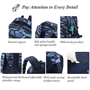 Camo Toddler Boys Small Backpacks, Water-resistant Preschool Kindergarten Kids Backpacks Bookbags, Blue