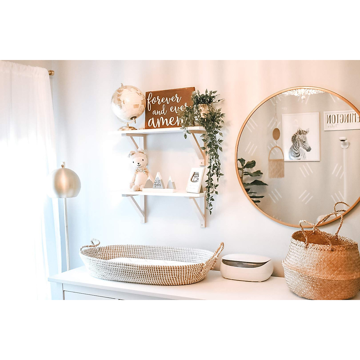 Baby Changing Basket with Pad - CPSC Safety Compliant - 100% Quilted Linen Cover Included - Nursery Changing Table Baskets - Baby Moses Basket Inspired - Diaper Changing Pad Set - 32”x16“x4“ (Linen)