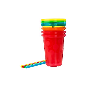 The First Years Take & Toss Spill Proof Party Pack - Rainbow Party Pack - Toddler Straw Cups, Kids Bowls, and Snack Cups - Ages 18 Months and Up - 30 Count