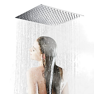 Rain Shower Head,YUNDOOM 12 Inch Shower Head 304 Stainless Steel Large Shower Head, Chrome Mirror Finishing Rainfall Shower Head,High Pressure Shower Heads,Square Shower Head And Water Fall Showerhead