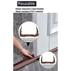 Weather Stripping Seal,Door Draft Stopper for Bottom of Seam Seal Strip PVC Cuttable Door Sweep Draft Stopper for Block Wind, Light, Dust, and Noise Brown