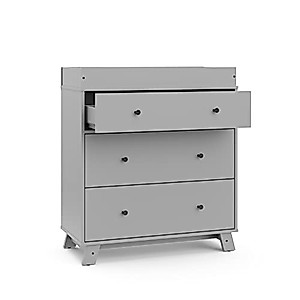 Storkcraft Beckett 3 Drawer Chest with Changing Topper (Pebble Gray) – GREENGUARD Gold Certified, Baby Dresser With Changing Table Top, Dresser for Nursery, 3 Drawer Kids Dresser