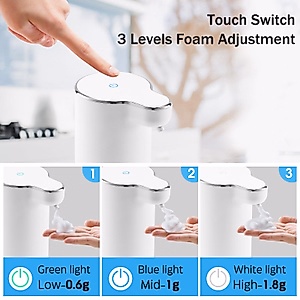 Automatic Foam Soap Dispenser Touchless: Rechargeable Soap Dispenser Wall Mount White