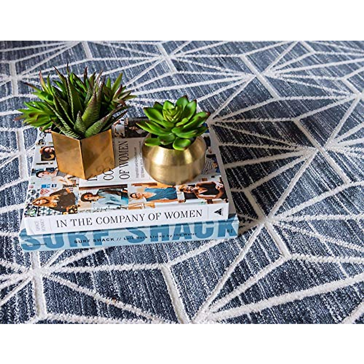 Unique Loom Uptown Collection by Jill Zarin Collection Geometric Modern Navy Blue Area Rug (8' 0 x 10' 0)