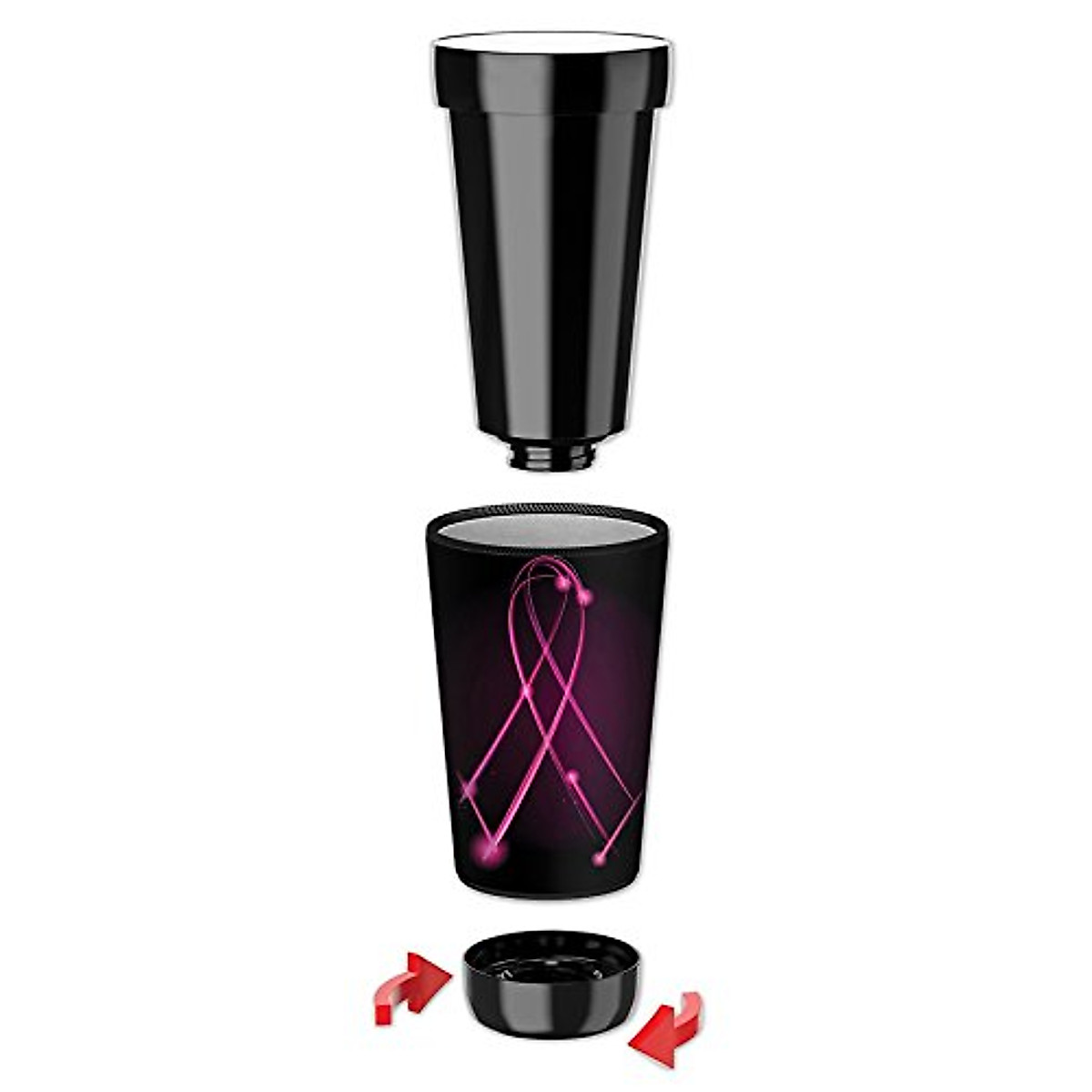 Mugzie 16 Ounce Travel Mug - Drink Cup with Removable Insulated Wetsuit Cover - Breast Cancer Awareness