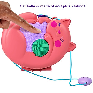 Polly Pocket Starring Shani Cuddly Cat Purse, Pet Vet Theme with 2 Micro Dolls & 18 Accessories, Pop & Swap Peg Feature, Great Gift for Ages 4 Years Old & Up, HGT16