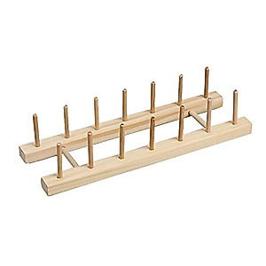 Fancyes Sewing Thread Holder Embroidery Knitting Multispool Needlework Quilting Rope Strings Organizer Wood Shelf Wood Thread Rack, 29.5cmx9.5cmx4.6cm