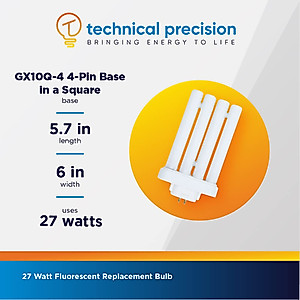 Technical Precision FML Lamp 27 Watt Replacement for Lights of America FML27EX-N 2700K Warm White Light Bulb Reading Lamp Bulb with GX10Q-4 4-Pin Base - Desk Lamp Fluorescent Bulb - 1 Pack