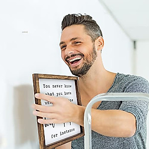 COM-PAD Funny Farmhouse Bathroom Decor Signs - 6 Interchangeable Wall Decorations w/ Hilarious Sayings and Rustic Frame - Instantly Create a Fun Filled Bathroom In Your Home