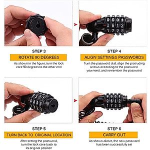 Bicycle Locks Heavy Duty Anti Theft Bike Lock Bike Anti Theft Helmet 4 Digit Password Bicycle Lock for Scooter Motorcycles Cycling Portable Spring Cable Locks