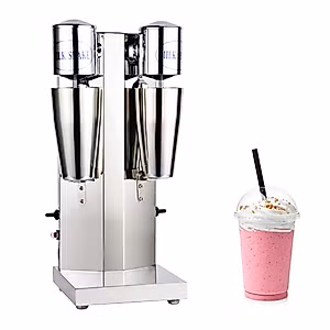 Electric Milkshake Maker, 110V 18000RMP Commercial Stainless Steel Drink Mixer Machine Smoothie Malt Blender with 2 Speed Adjustable (Double Head)