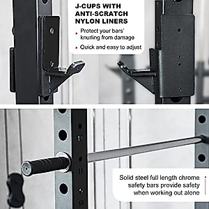 LIONSCOOL Master Power Rack & All-in -One Cable Crossover Cage for Home/Garage Gym, 1500LBS Rackable Capacity, Stronger, Safer and Multifuntional (Black 2022)