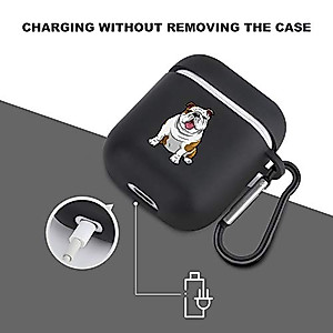 Bulldog Black Soft TPU Case Frosted Protective Cover Anti Fingerprints Compatible with AirPods 2 & 1