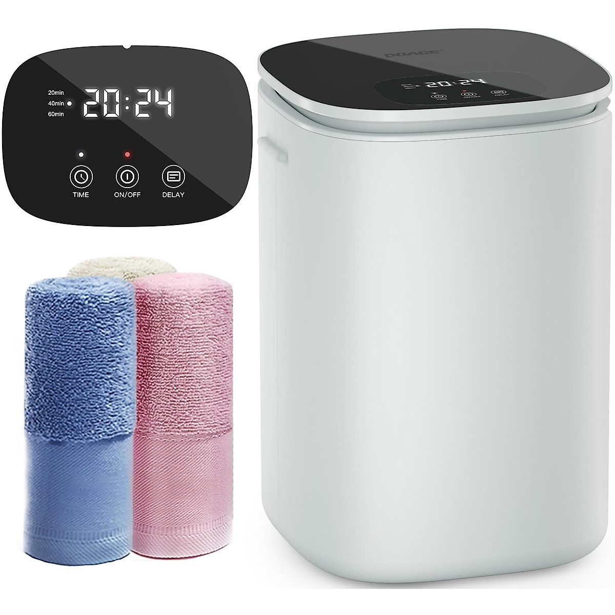 Upgraded Towel Warmer Bucket, 26L Large Towel Warmers with Auto Keep Warm Feature, Heat Time 20/40/60 Min Adjustable and Delay Time Up to 24 Hours, Hot Towel Warmer for Bathroom, Gift for Christams