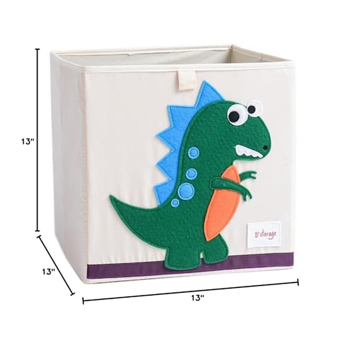 DODYMPS Foldable Animal Canvas Storage Toy Box/Bin/Cube/Chest/Basket/Organizer for Kids, 13 inch (Dinosaur)
