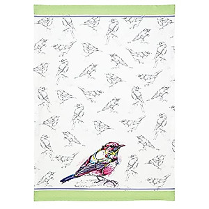 Enesco Izzy and Oliver Watercolors by Abby Diamond Magenta Bird Tea Towel Dish Cloth, 19.3 x 27 Inch, Multicolor