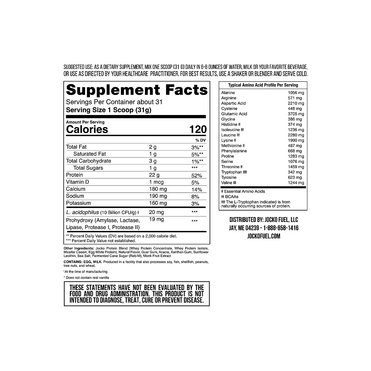 Jocko Mölk Whey Protein Powder - Keto, Probiotics, Grass Fed, Digestive Enzymes, Amino Acids, Sugar Free Monk Fruit Blend - Supports Muscle Recovery & Growth (2 LB, Vanilla)