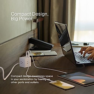 Belkin 6-Outlet Power Cube w/ 3 AC Outlets, 3 USB-A Ports, & 5ft Sturdy Extension Cord - Convenient Compact Cube for Home, Office, Travel, Desktop, & Phone Charger - 4.5 Amps