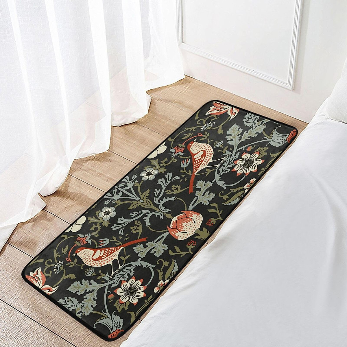 WIHVE Kitchen Mat William Morris Vintage Flowers Floor Mat Waterproof Non-Slip Standing Mat Comfort Floor Mat Rug for Home,Office,Sink,Laundry,Desk