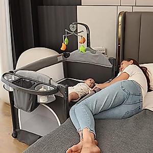 Zdolmy Baby Bedside Sleeper Bassinet, Portable Baby Bedside Crib, Adjustable Bed Side Bassinet, More Stable & Comfortable