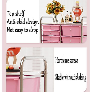 SXHEYUY Rolling Storage Cart, 15 Drawer 12 Drawer Big Capacity Organizer Cart for Office School, Metal Craft Art Organizer Cart Beauty Salon Carts, Shelf with Wheel,Pink,12 Tier