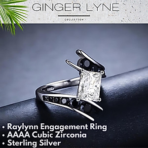 Raylynn Solid Sterling Silver Black CZ Engagement Wedding Bridal Ring Ginger Lyne Black Tie Collection Size 7