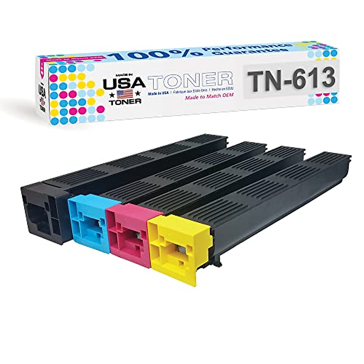 MADE IN USA TONER Compatible Replacement for Konica Minolta Bizhub C452, C552, C652, TN613K, TN613C, TN613M, TN613Y, TN413K (Black Cyan, Magenta, Yellow, 4-Pack)