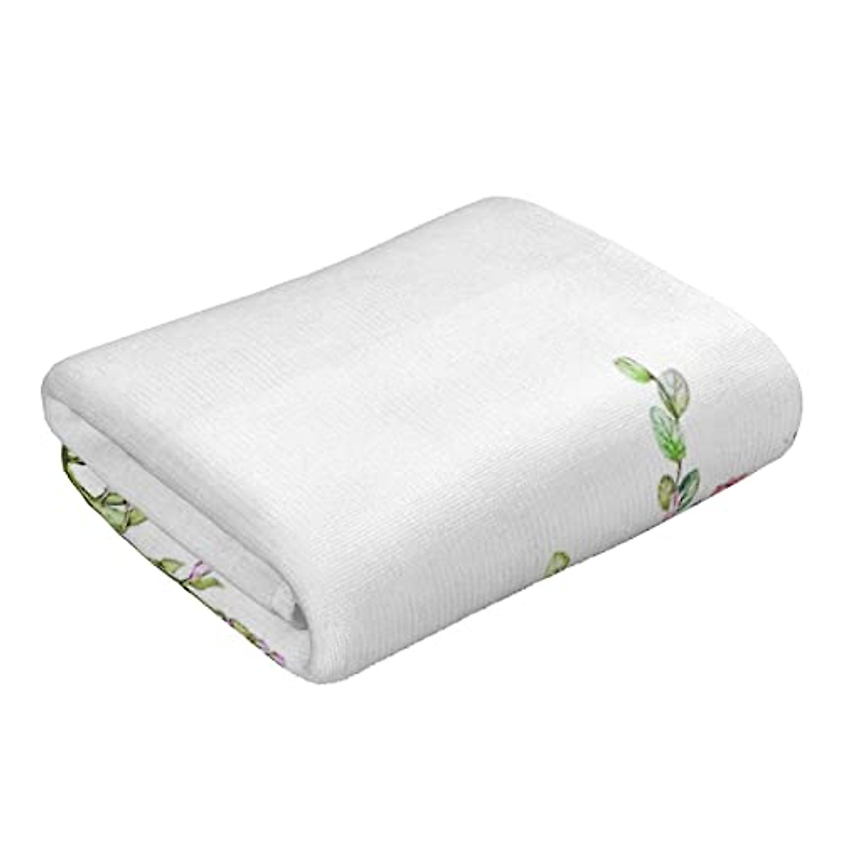 Snrfory Fingertip Towel Watercolor Wildflower Leaves Large Hand Towel for Bathroom Kitchen Spa (15.7x27.5 Inch)