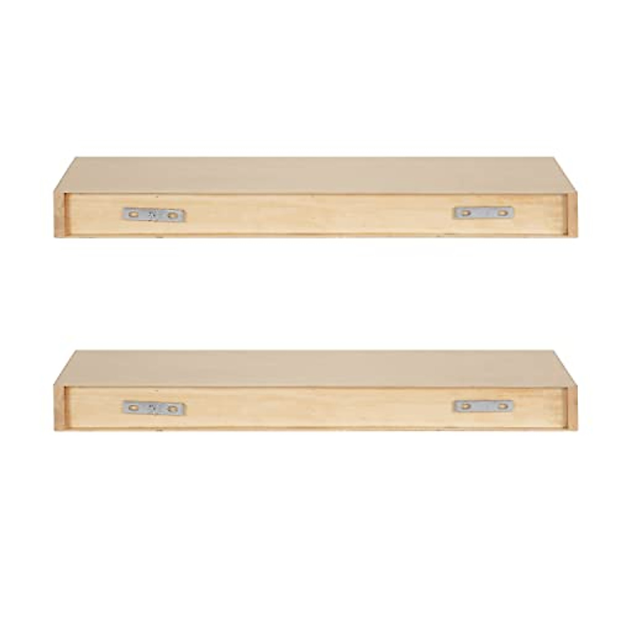 Kate and Laurel Havlock Modern Floating, Mid-Century Bathroom and Kitchen Shelves for Storage and Display, Set of, 2 Piece 24 x 8, Natural Wood