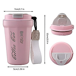 AIWENXIE Coffee Tumbler, Vacuum Insulated Coffee Travel Mug Spill Proof With Leakproof Lid,14 OZ Stainless Steel Water Bottles,For Keep Hot/Ice Coffee,Tea and Beer(pink)