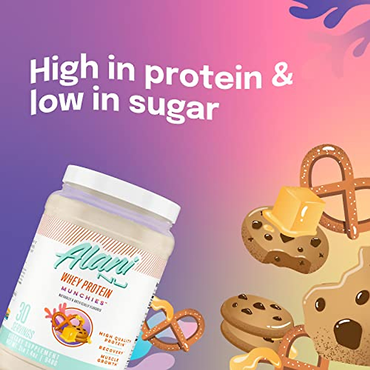 Alani Nu Whey Protein Powder, 23g of Ultra-Premium, Gluten-Free, Low Fat Blend of Fast-digesting Protein, Munchies, 30 Servings